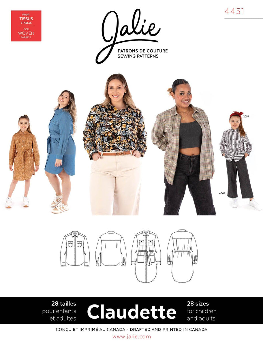 Sewing Pattern Jalie 4451 // CLAUDETTE Shirt and shirtdress