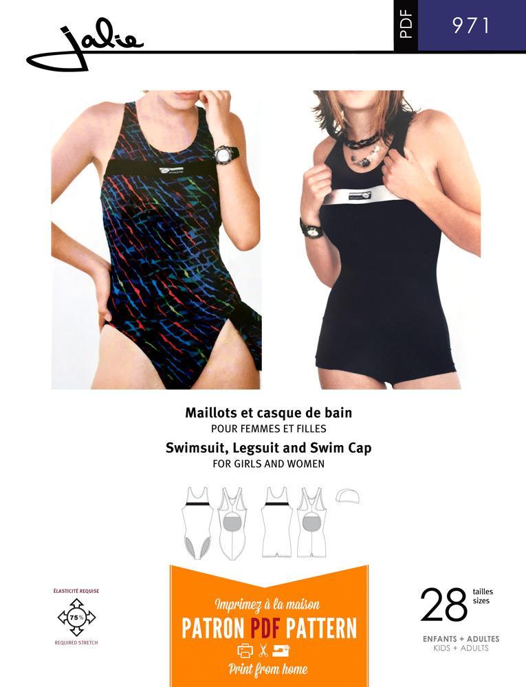 Sewing Pattern Jalie 971 - Swimsuit, Legsuit, Swim Cap